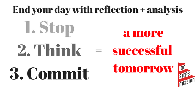 End each day with reflection – 100 Steps Mission